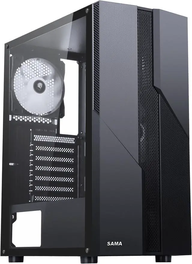 SAMA Sama-M2-TG Black USB3.0 Steel/ Tempered Glass ATX Mid Tower Gaming ...