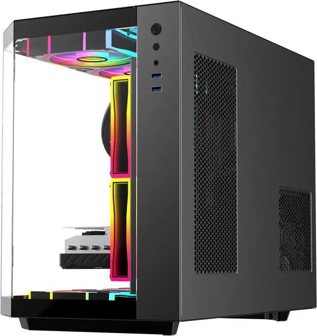 Sama 2771 Black Dual USB3.0, Tempered Glass Micro-ATX Tower Gaming ...