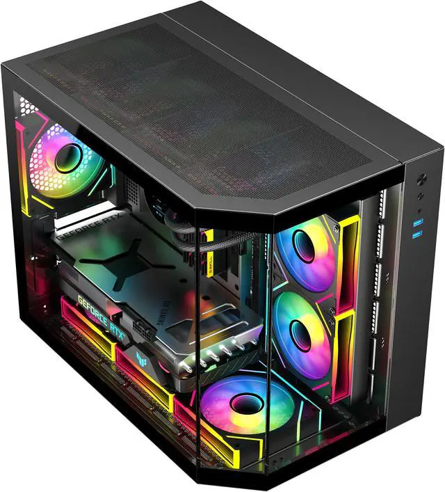 Sama 2771 Black Dual USB3.0, Tempered Glass Micro-ATX Tower Gaming ...