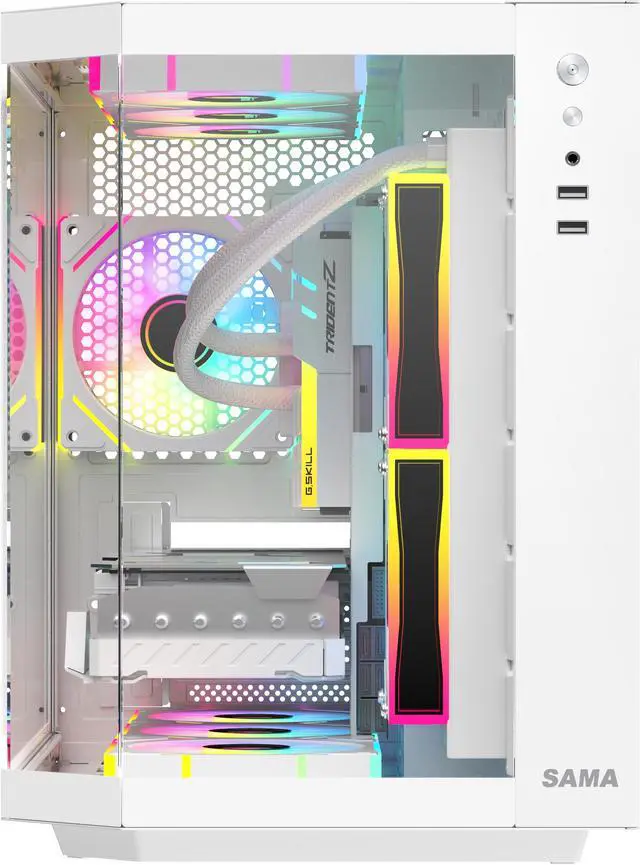 Open Box: Sama 2771 White Dual USB3.0, Tempered Glass Micro-ATX Tower ...