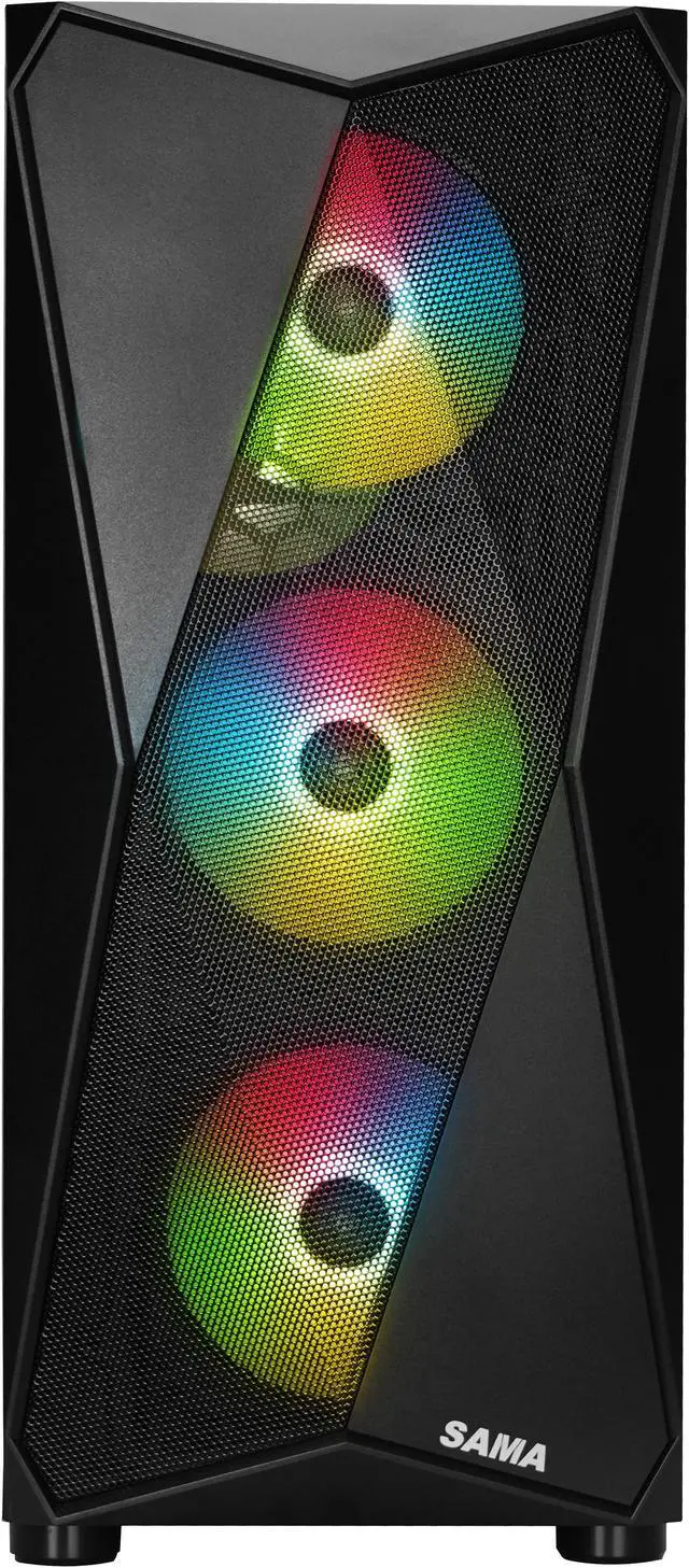 Sama 3313 Black USB3.0 Tempered Glass ATX Tower Gaming Computer Case w ...