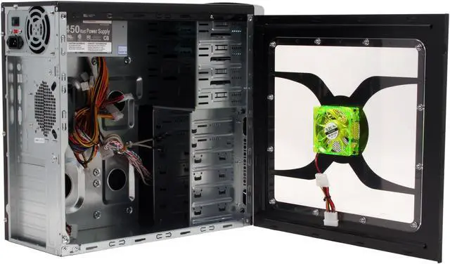 XION Solaris XON-401 Black with Green LED Light Steel ATX Mid Tower ...