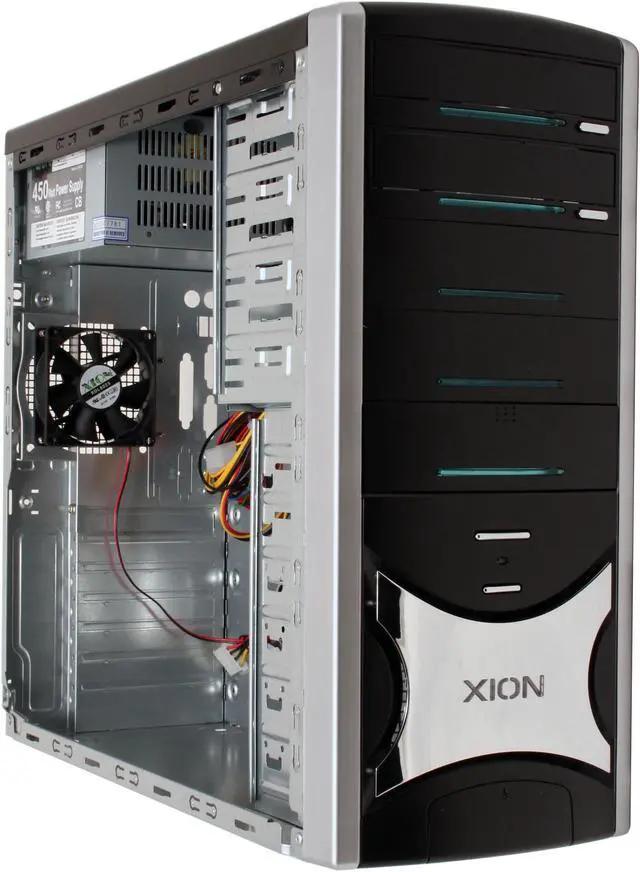 XION Solaris XON-401 Black with Green LED Light Steel ATX Mid Tower ...