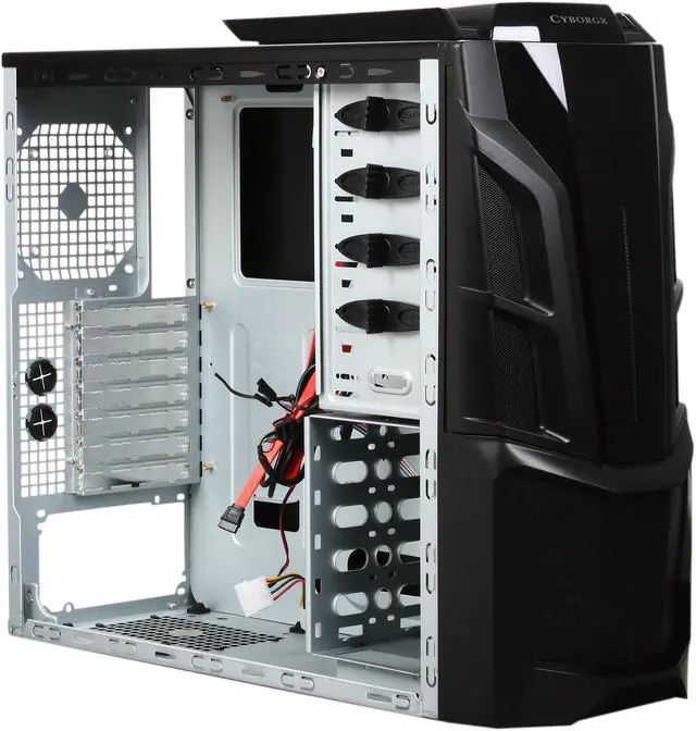 XION XON-CBX01-BL CyborGX Gaming Black w/ Blue LED Light Steel ATX Mid ...