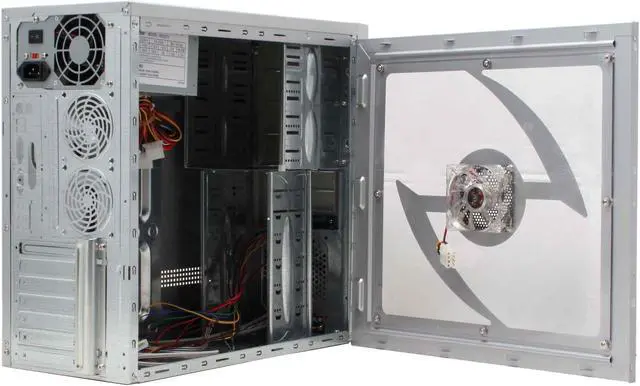 JPAC 412Silver Steel ATX Mid Tower Computer Case 500W Power Supply ...