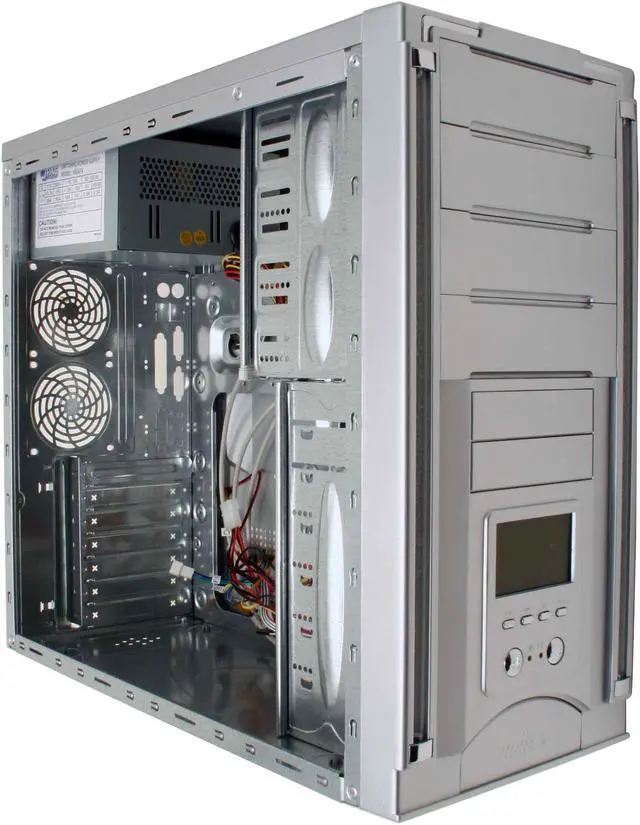 JPAC 412Silver Steel ATX Mid Tower Computer Case 500W Power Supply ...