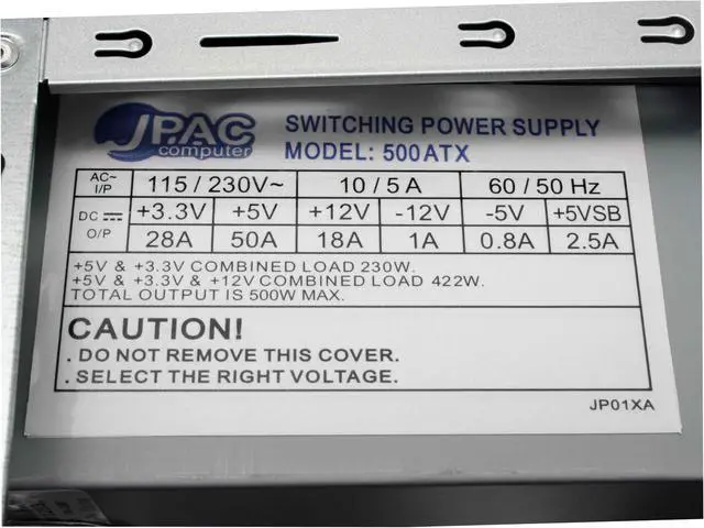 JPAC 412Silver Steel ATX Mid Tower Computer Case 500W Power Supply ...