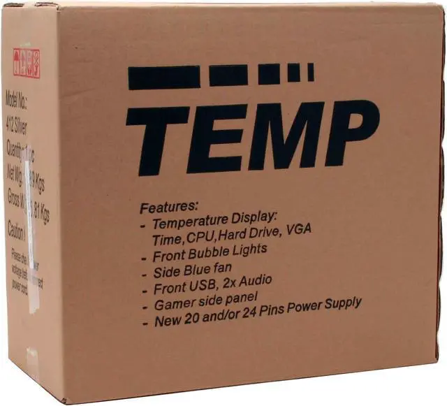 JPAC 412Silver Steel ATX Mid Tower Computer Case 500W Power Supply ...