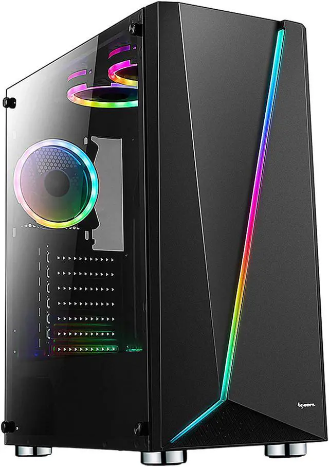 Bgears b-Draco5907-RGB Black Computer Case with 3 x 120mm ARGB Fan ...