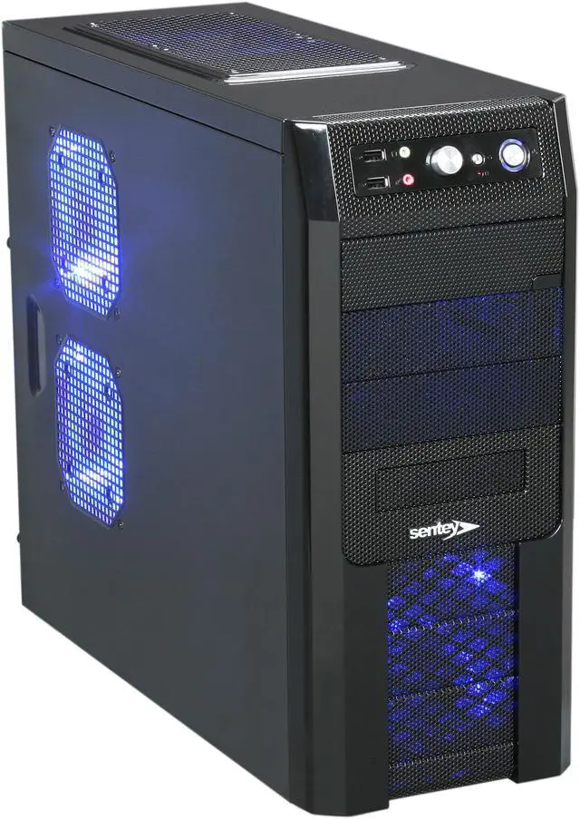 Sentey Black Box Series 4284 Mid Tower Case w/ HD Audio/ SECC .7mm 2x ...