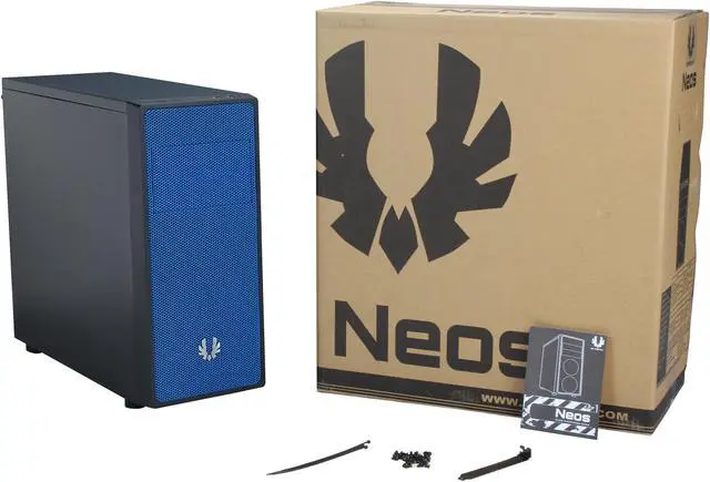 BitFenix BFC-NEO-100-KKXSB-RP Black body with blue front panel Computer ...