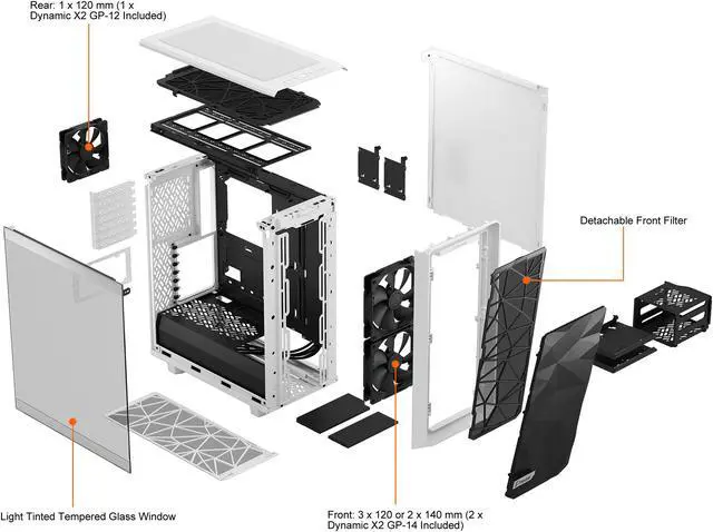 Fractal Design Meshify 2 Compact White ATX Flexible High-Airflow ...