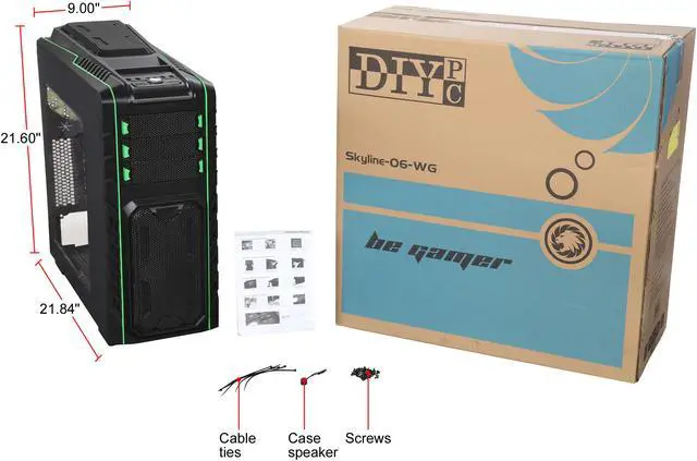 Open Box: DIYPC Skyline-06-WG Black / Green Computer Case - Newegg.com