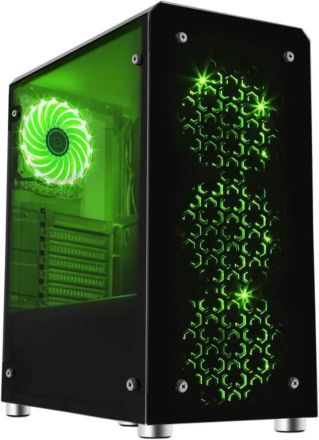 DIYPC Chameleon-RGB Black USB3.0 Steel/ Tempered Glass ATX Mid Tower ...