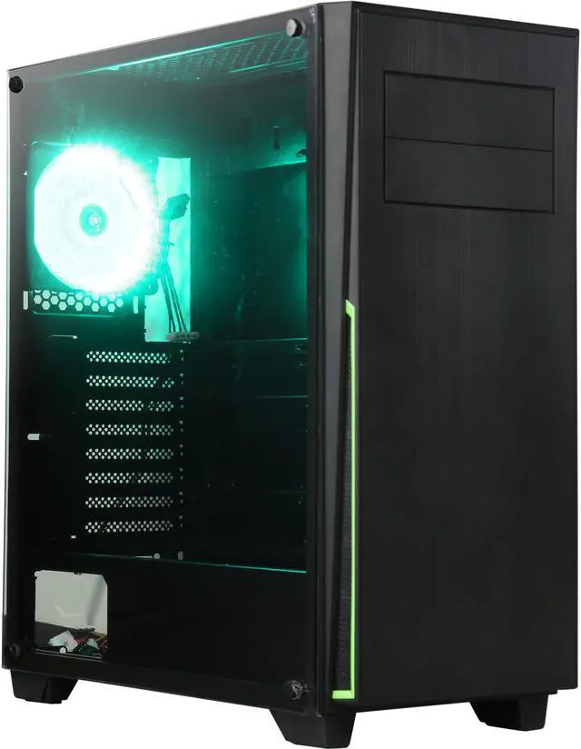 DIYPC DIY-G2-Tempered Glass Black/Green Dual USB 3.0 ATX Full Tower ...