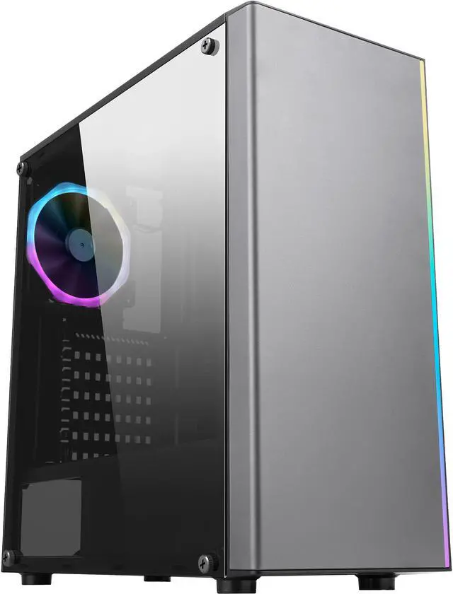 DIYPC Jax-RGB Black USB3.0 Steel/ Tempered Glass ATX Mid Tower Gaming ...