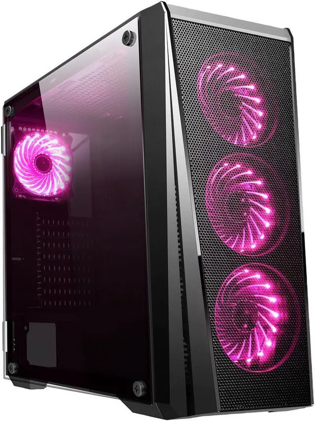 DIYPC DIY-VX-RGB Black Dual USB3.0 Steel/ Tempered Glass ATX Mid Tower ...