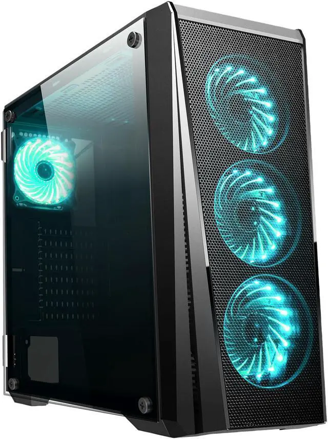 DIYPC DIY-VX-RGB Black Dual USB3.0 Steel/ Tempered Glass ATX Mid Tower ...