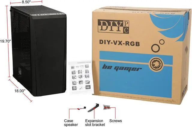 DIYPC DIY-VX-RGB Black Dual USB3.0 Steel/ Tempered Glass ATX Mid Tower ...