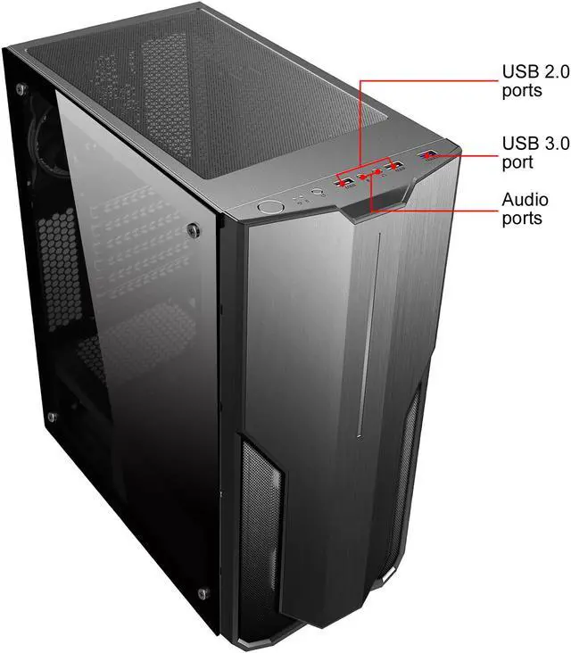 DIYPC VII-BK-ARGB Black USB3.0 Steel/ Tempered Glass ATX Mid Tower ...