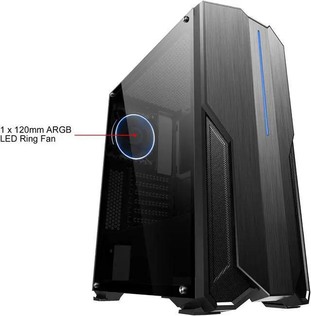 DIYPC VII-BK-ARGB Black USB3.0 Steel/ Tempered Glass ATX Mid Tower ...