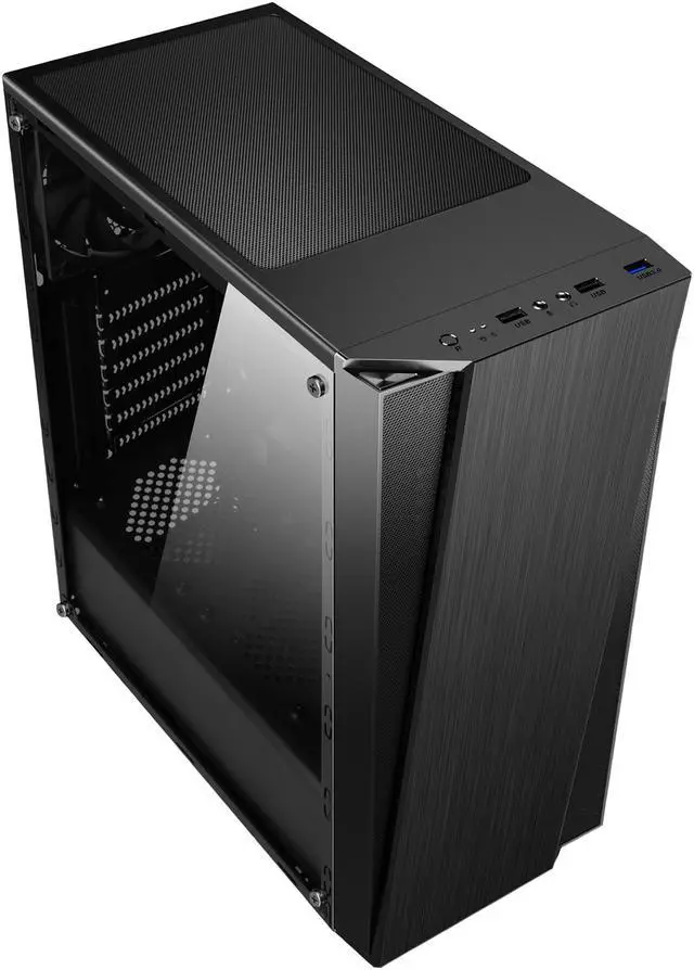 Open Box: DIYPC T11-BK Black Tempered Glass USB 3.0 ATX Mid Tower ...