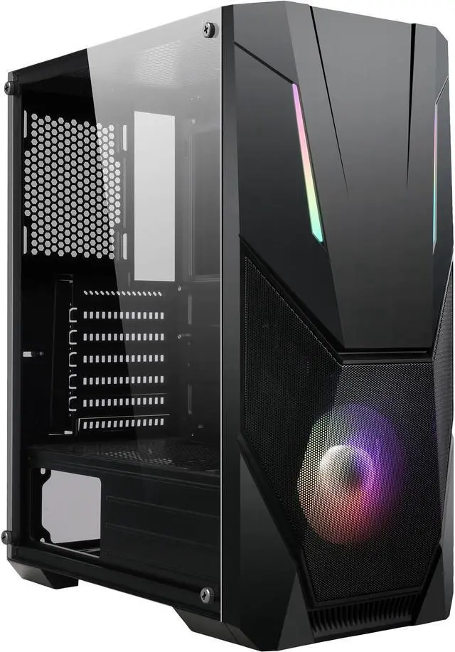 Open Box: DIYPC Zetta-ARGB Black Steel / Tempered Glass ATX Mid Tower ...
