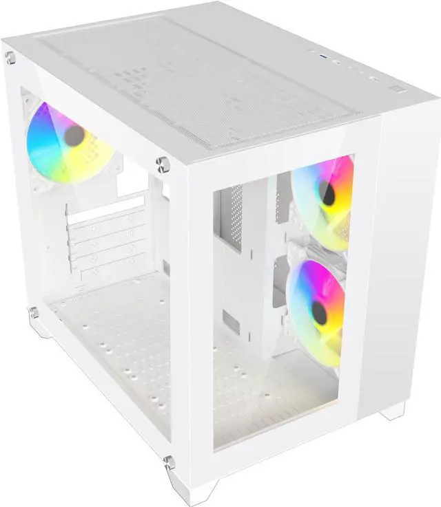 DIYPC ARGB-Q3.v2-W White USB3.0 Tempered Glass Micro ATX Gaming ...