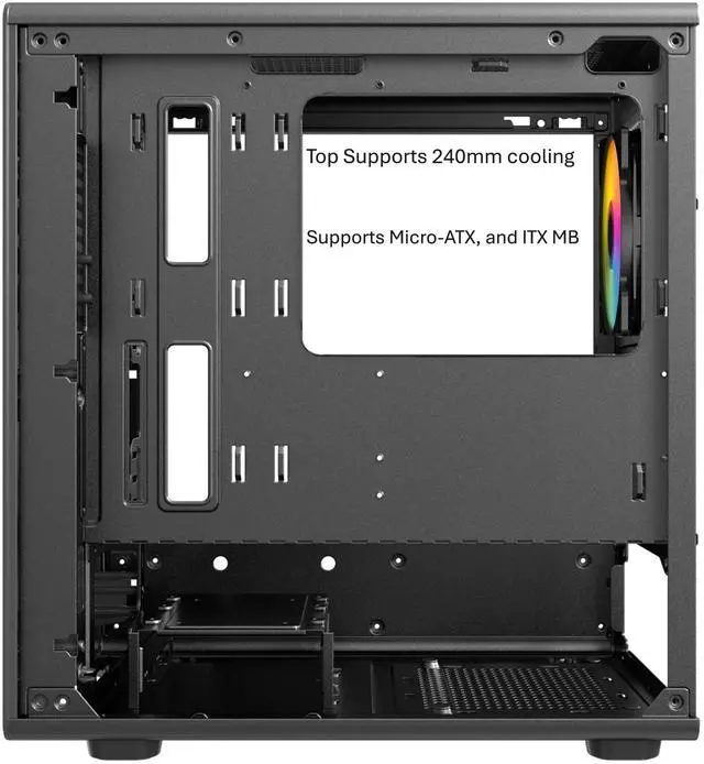 Open Box: DIYPC ARGB-R1-BK Black USB3.0 /Type C Micro ATX Gaming Computer Case w/ Tempered Glass ...