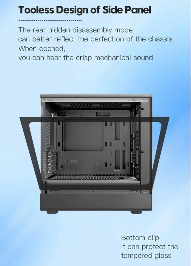 Open Box: DIYPC ARGB-R1-BK Black USB3.0 /Type C Micro ATX Gaming Computer Case w/ Tempered Glass ...