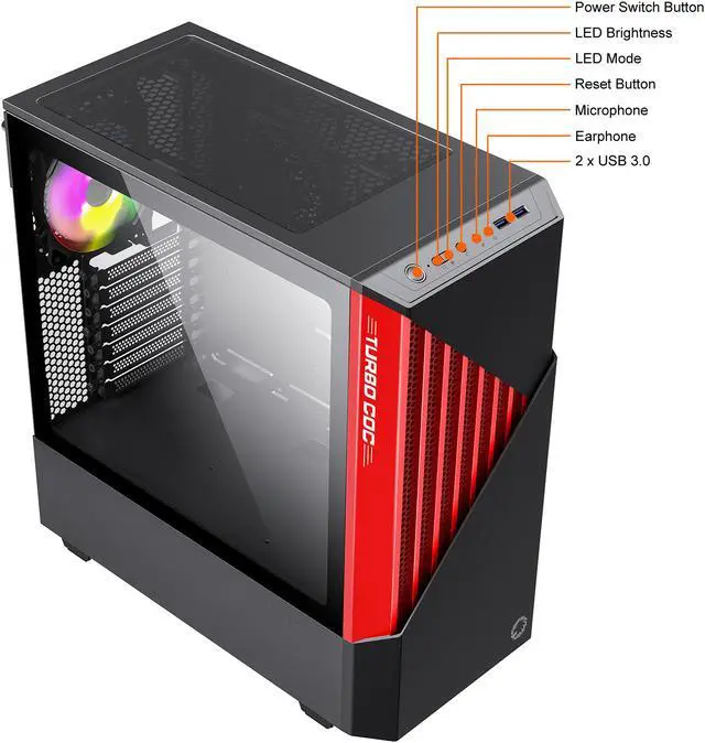 Open Box: GAMEMAX Contac COC BR Black / Red Computer Case - Newegg.com