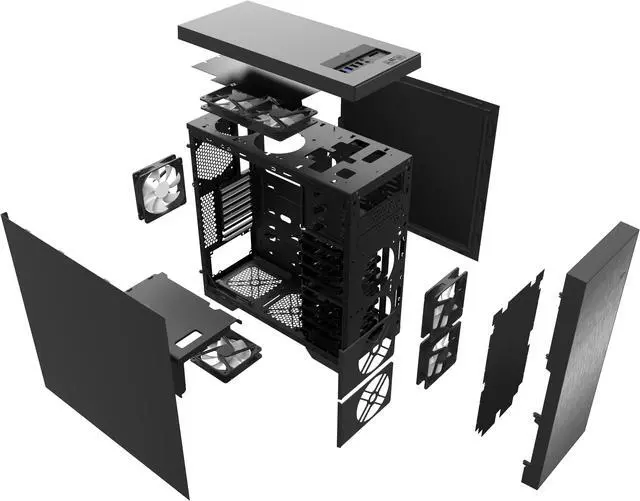 GAMEMAX Silent Max Black Aluminum ATX Full Tower Gaming Computer Case w ...