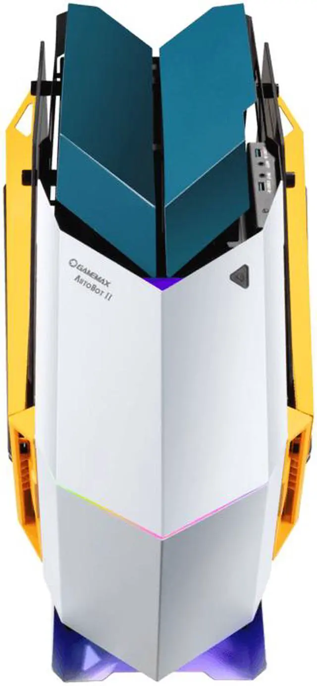 Open Box: GAMEMAX AutoBot II/ White/Blue/Orange USB3.0 Tempered Glass ...