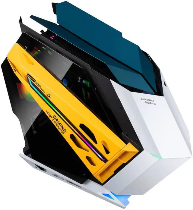 Open Box: GAMEMAX AutoBot II/ White/Blue/Orange USB3.0 Tempered Glass ...