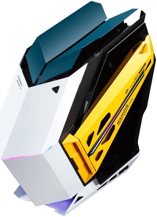 Open Box: GAMEMAX AutoBot II/ White/Blue/Orange USB3.0 Tempered Glass ...