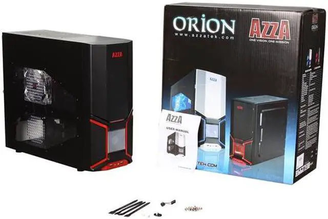 AZZA Orion 202 EVO Black / Red SECC Steel ATX Mid Tower Computer Case ...