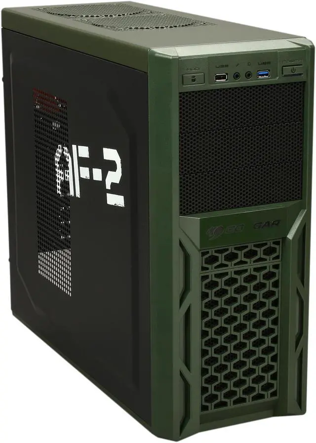 COUGAR Solution AF-2 Black & Army Green Steel ATX Mid Tower Computer ...