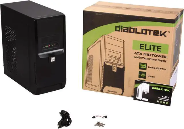 Diablotek CPA-0280 Black SGCC Steel Elite ATX Mid Tower Computer Case ...