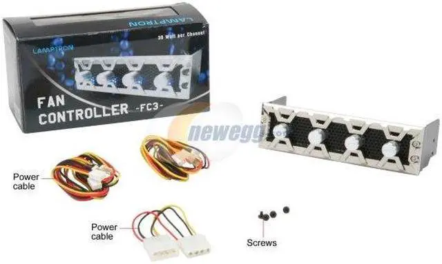 Lamptron FC3 Silver Black Fan Controller, 4 Channels 30W per Channel ...