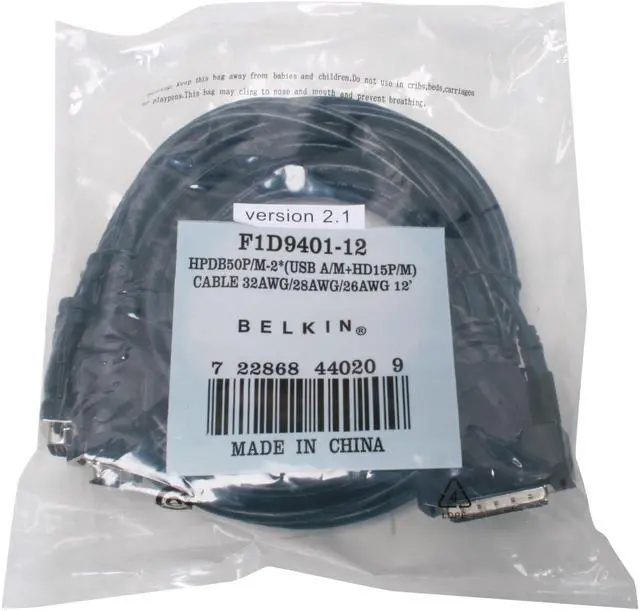 BELKIN 12 ft. OmniView ENTERPRISE Series Dual-Port KVM Cable, USB ...