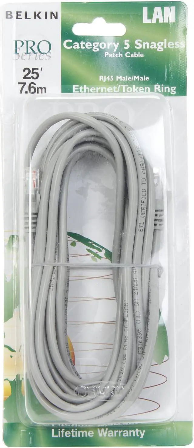 Belkin A3L791-25-S 25ft Cat5e Snagless Network Patch Cable – Gray - Newegg.com