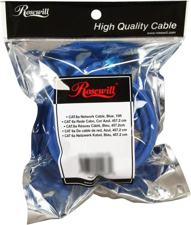 Rosewill RCW-15-CAT6a-BL 15 ft. Twist Pair (STP) Enhanced 550MHz ...