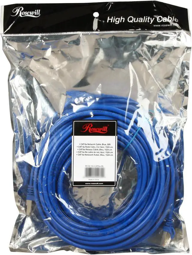 Rosewill RCW-50-CAT6a-BL 50 ft. Twist Pair (STP) Enhanced 550MHz ...