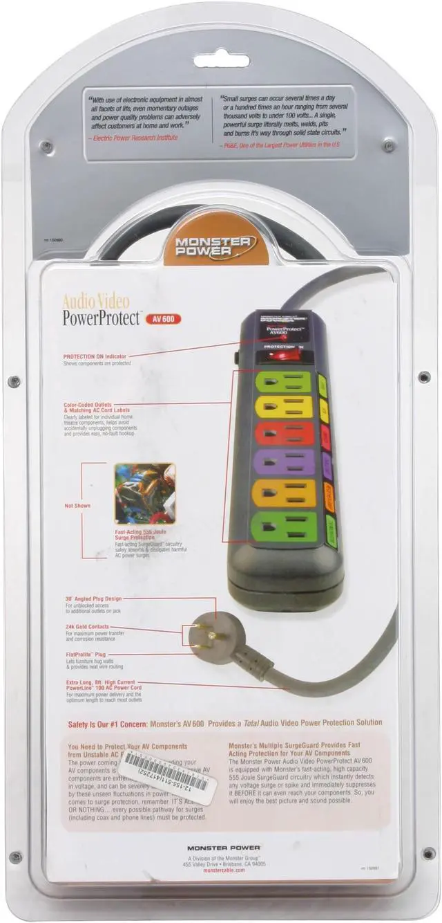 Monster - PowerProtect w/ Surge Protection (AV-600) - Newegg.com