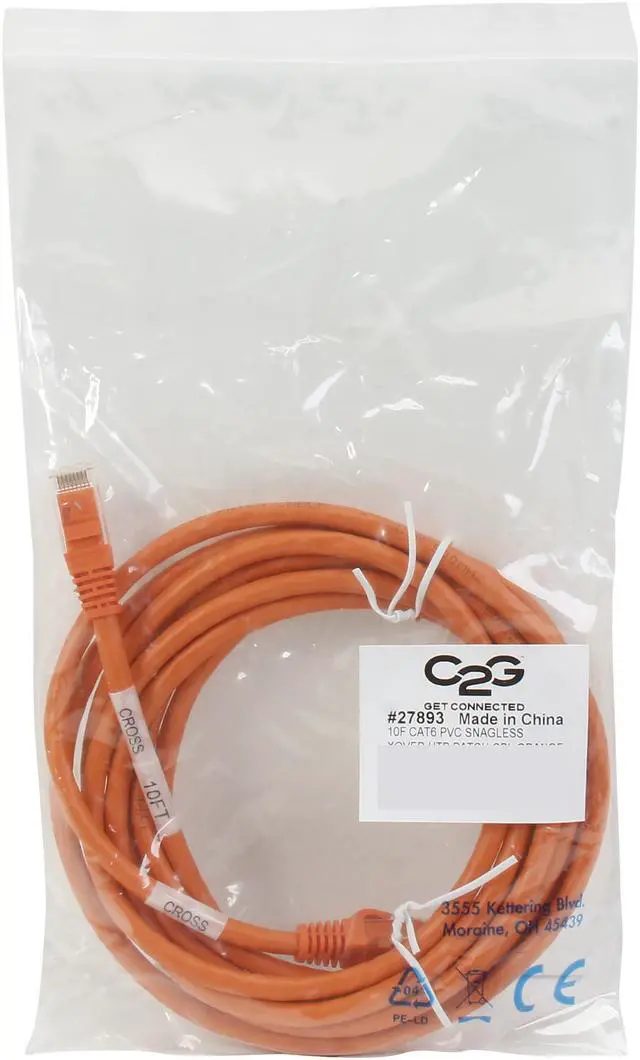 CABLES TO GO 27893 10ft Cat6 550 MHz Snagless Crossover Cable - Orange - Newegg.com
