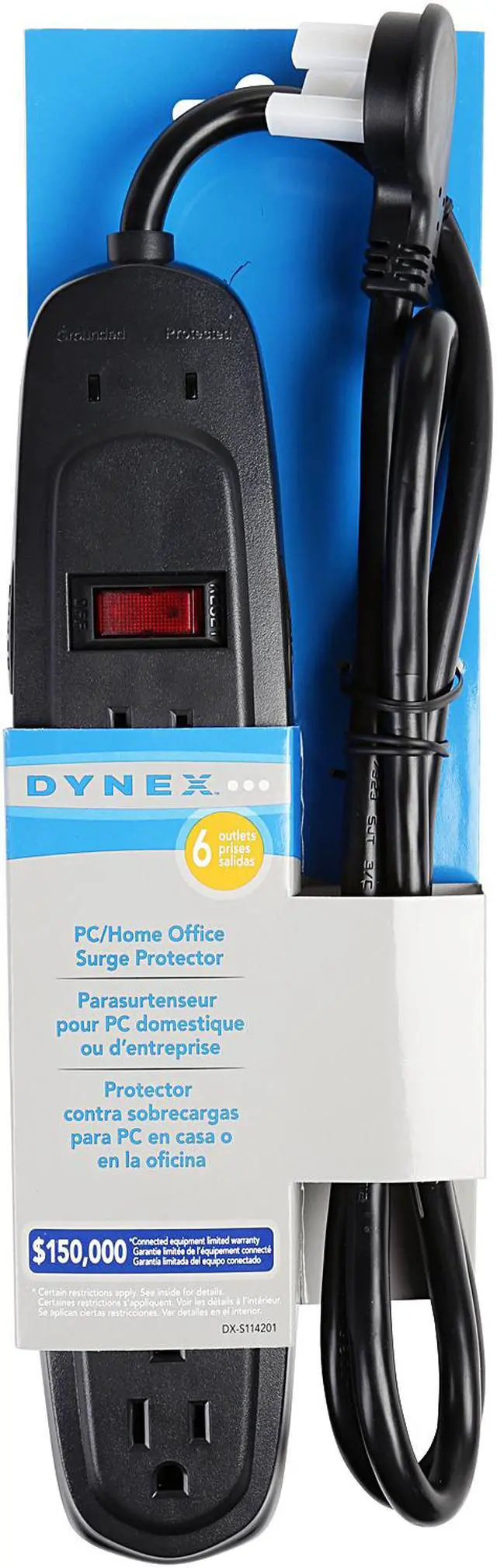 4 Feet 6 Outlets 900 Joules Home / Office Surge Protector (DX-S114201 ...
