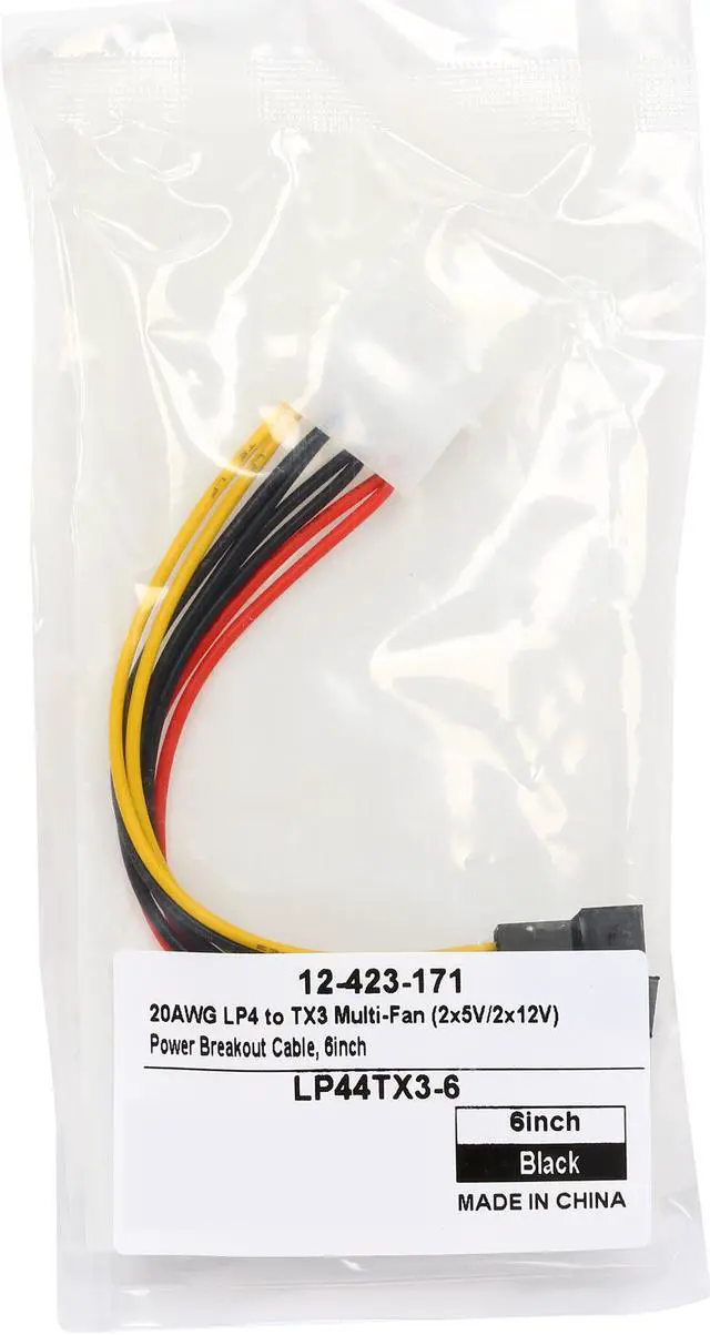 Open Box: Coboc LP44TX3-6 6.1 in. 4-pin Molex LP4 to 3-pin TX3 Multi ...