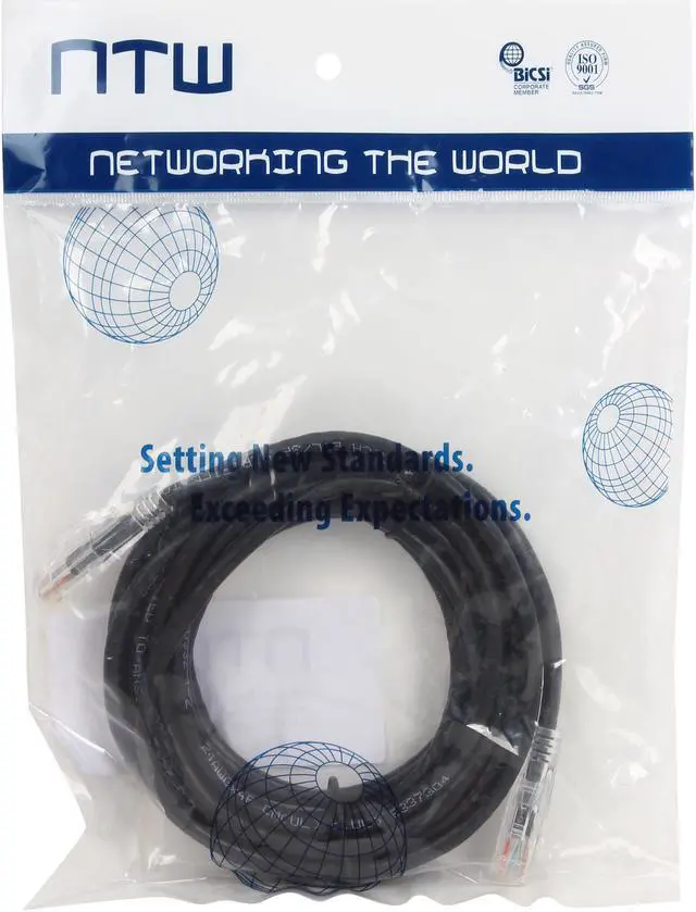NTW NL-U6K-015BK 15 ft. Patented net-Lock Patch Cord Snagless Network ...