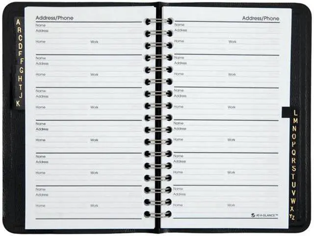 At-A-Glance Telephone/Address Book Wirebound A-Z Tabs 3-3/4"x6-1/8" BK ...