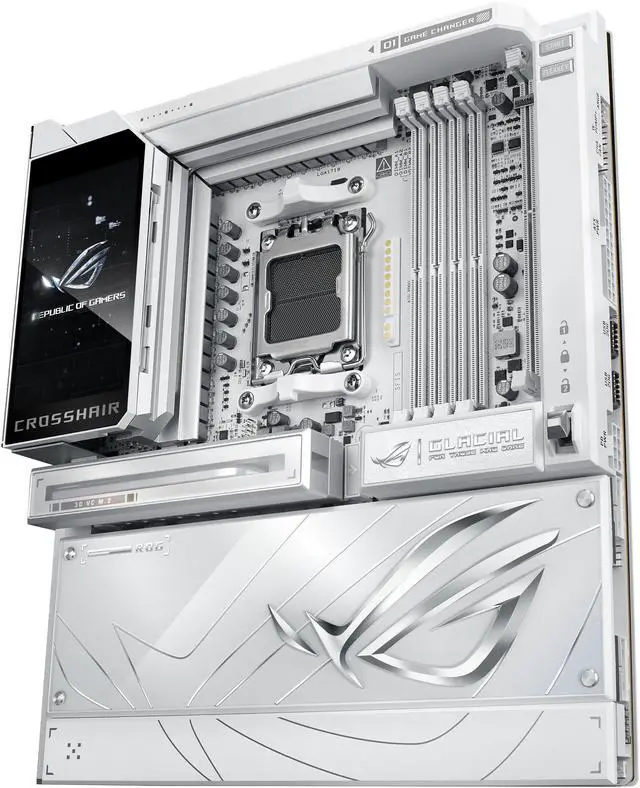 ASUS ROG Crosshair X870E Glacial, AMD E-ATX motherboard, 24+2+2 power ...